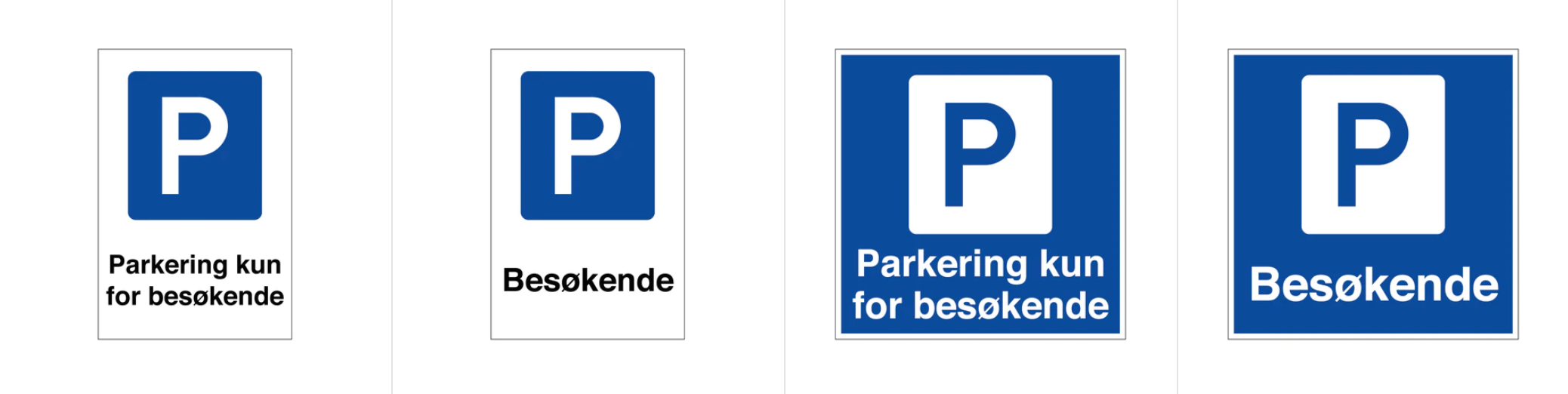 Parkering besøkende skilt