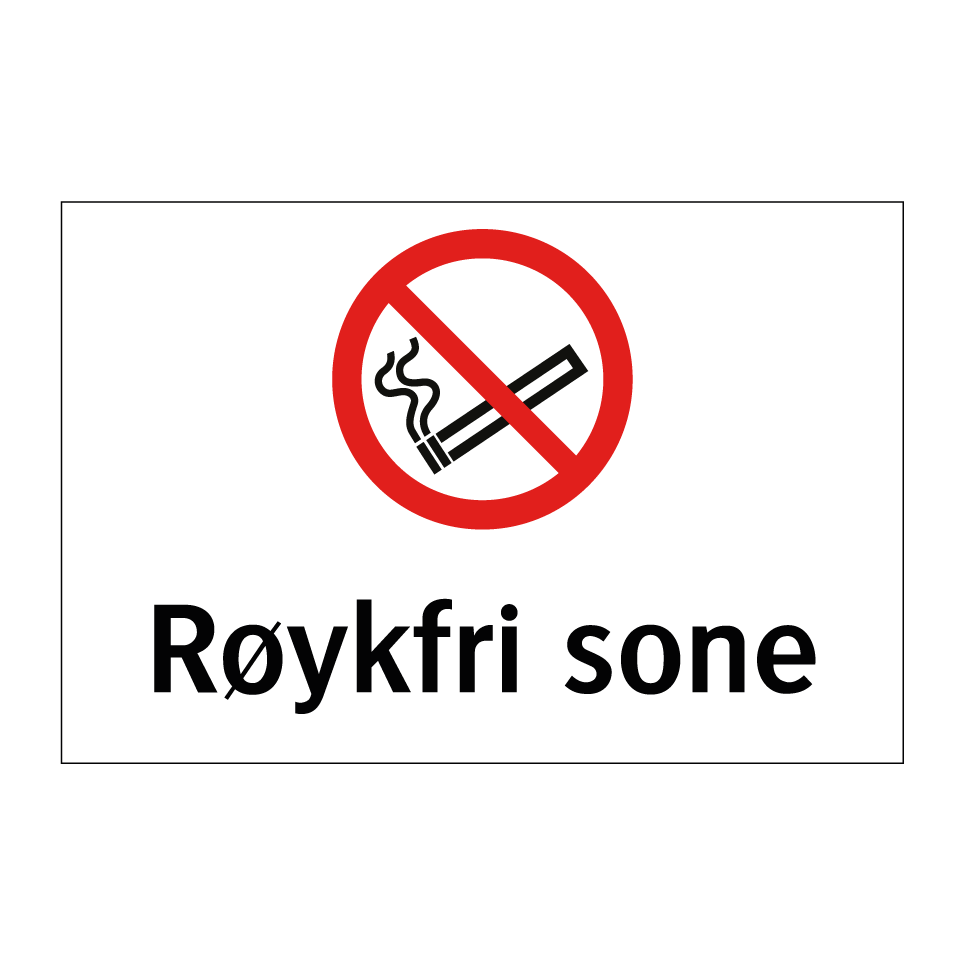 Røykfri sone skilt 6 | Kjøp Online | SignOnline