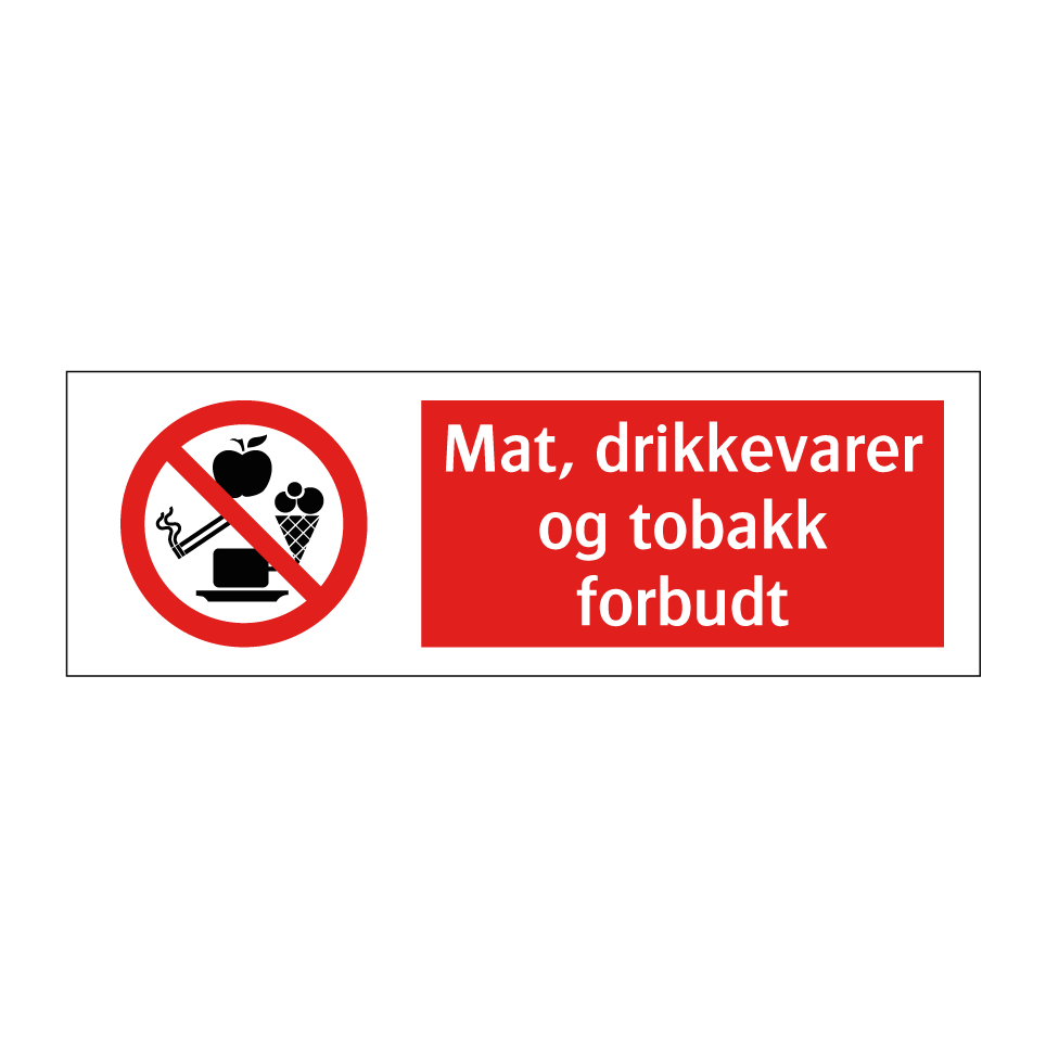 Forbudsskilt Mat drikkevarer …3 | Kjøp Online | SignOnline