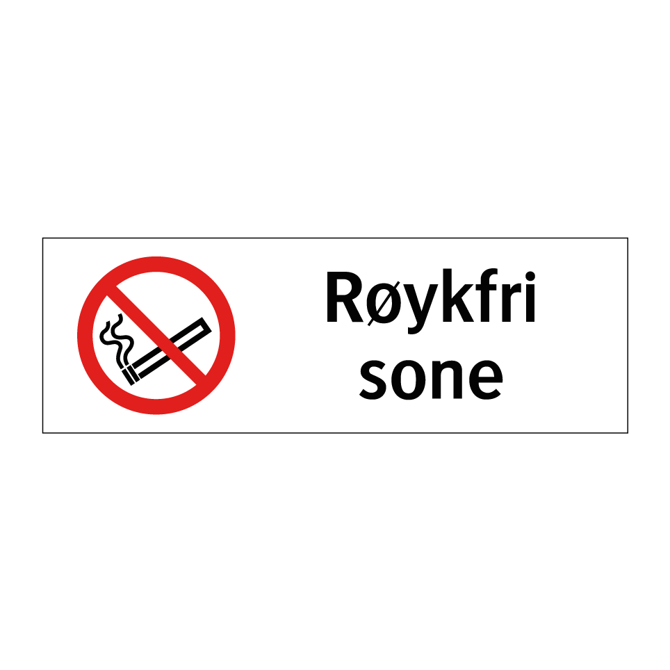Røykfri sone skilt 5 | Kjøp Online | SignOnline