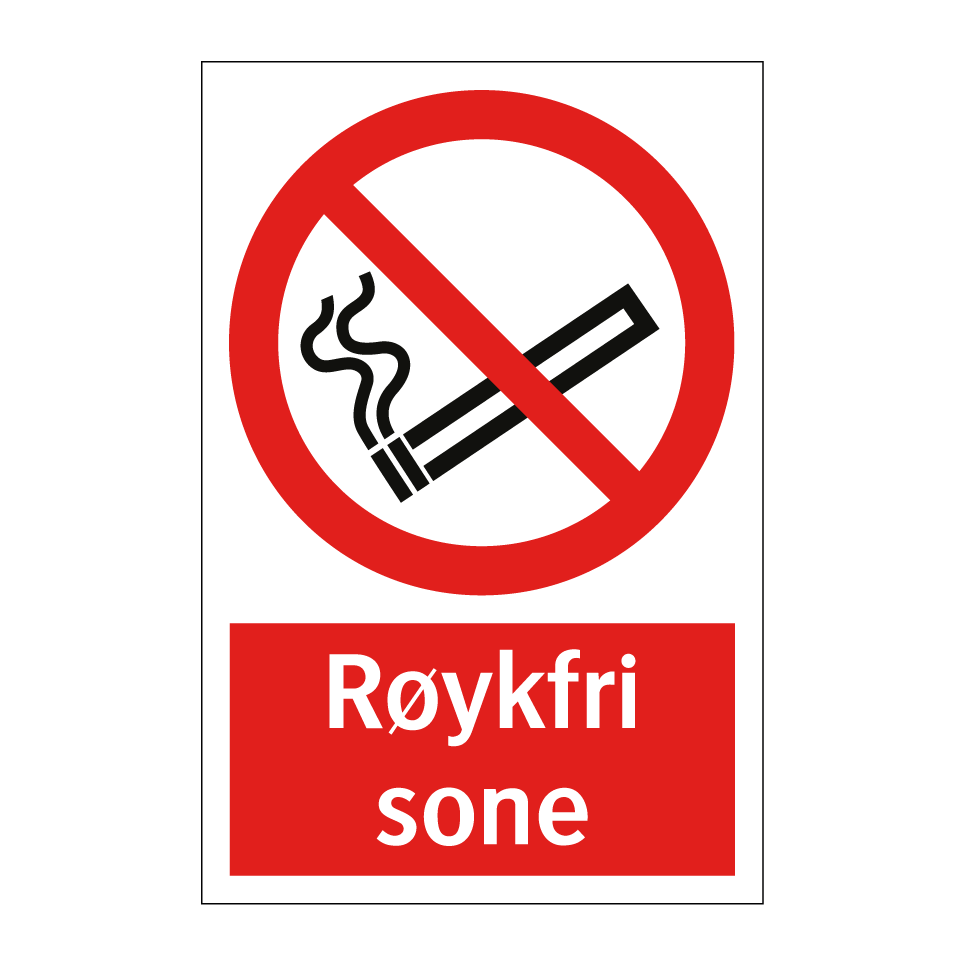 Røykfri sone skilt 1 | Kjøp Online | SignOnline