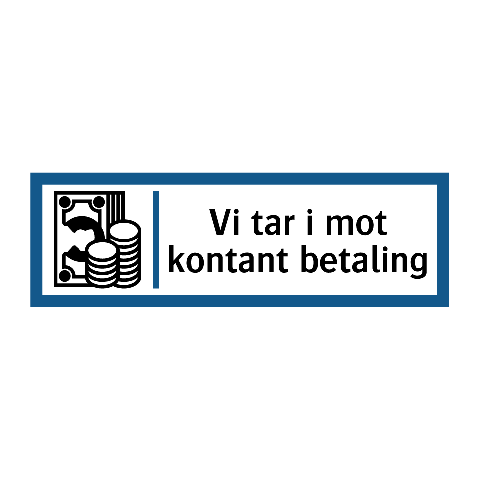 Kjøp Vi tar i mot kontant betaling skilt | SignOnline | NO-I216