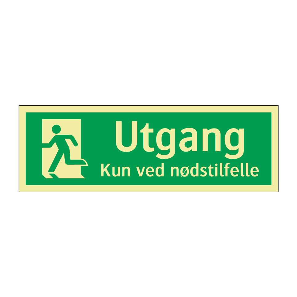 Utgang Kun ved nødstilfelle skilt | Kjøp Online | SignOnline