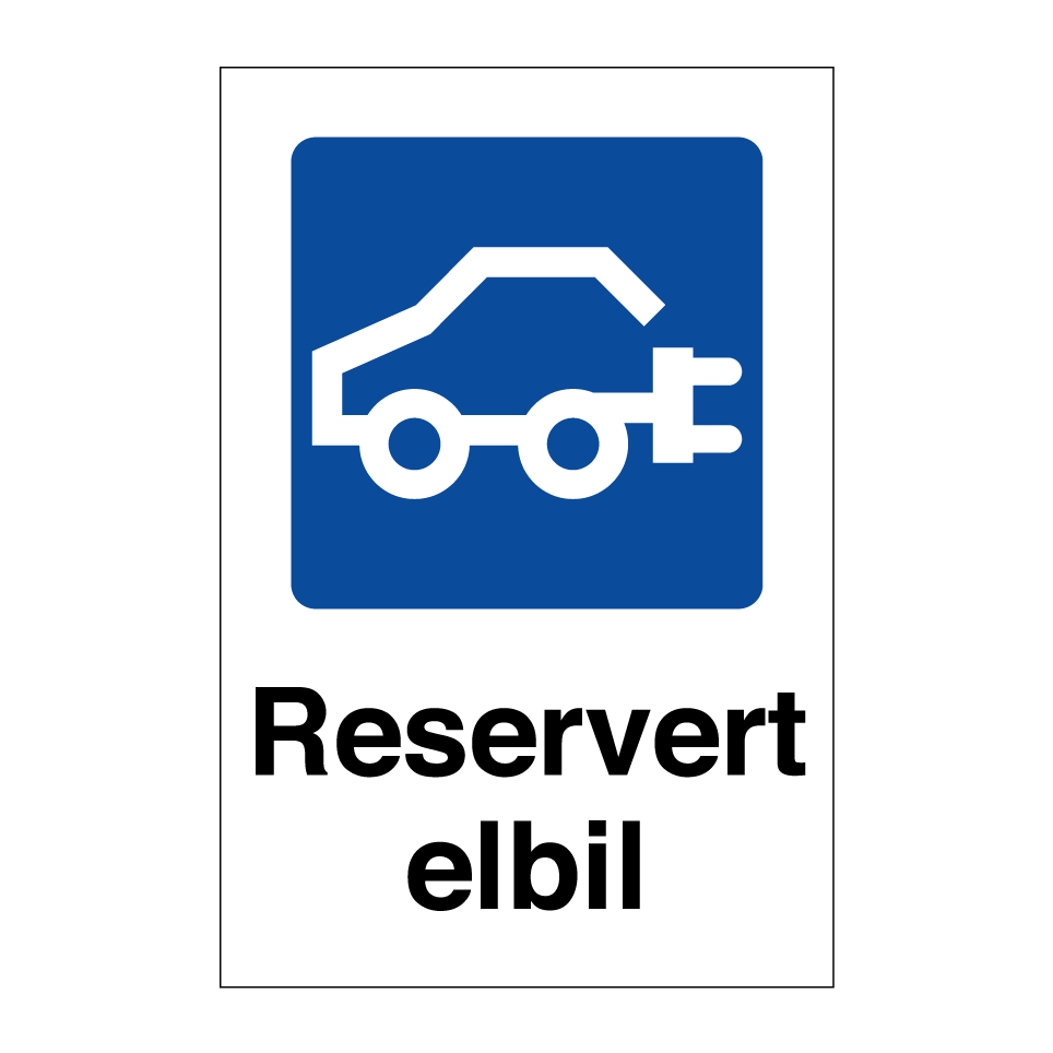 Kjøp Reservert elbil skilt | SignOnline | NO-PA149