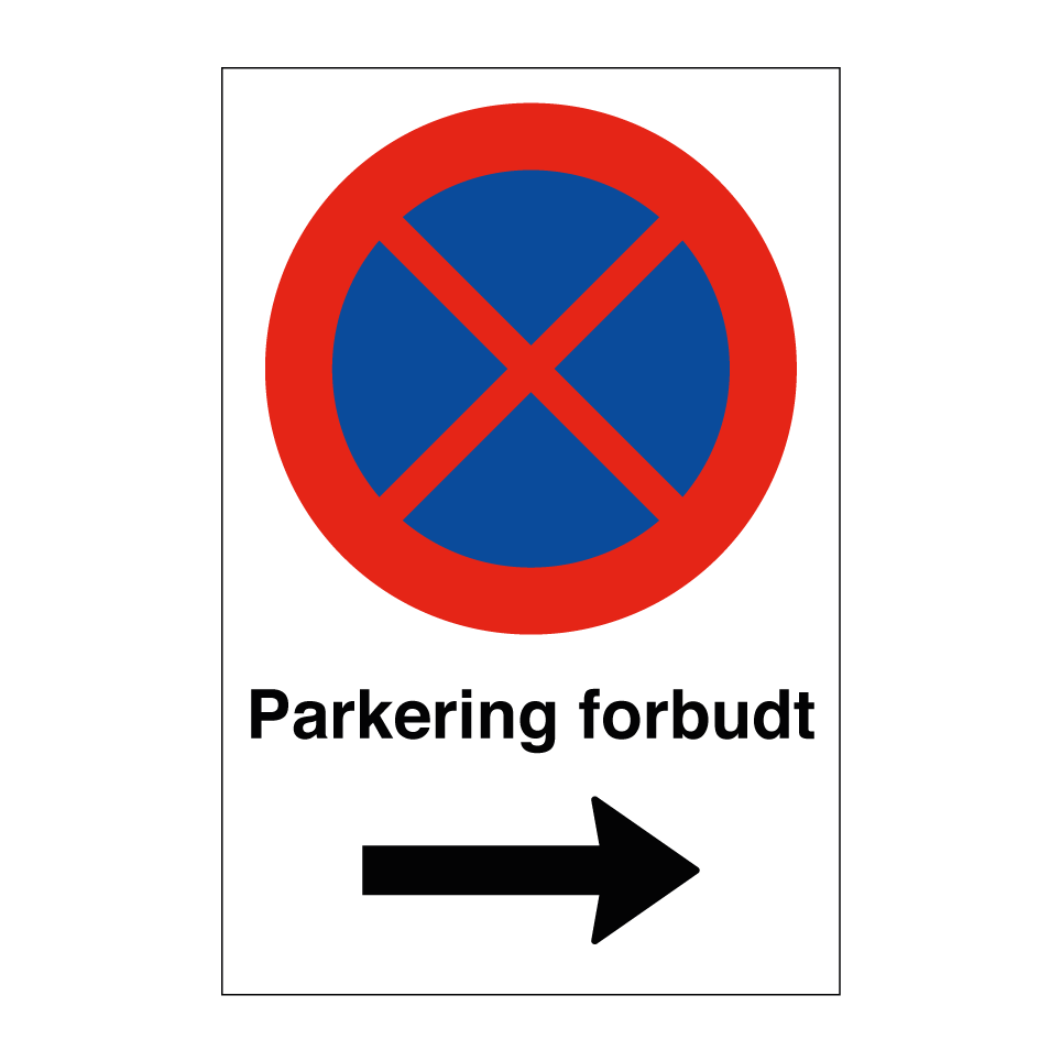 Kjøp Parkering forbudt Høyre pil skilt | SignOnline | NO-PA28