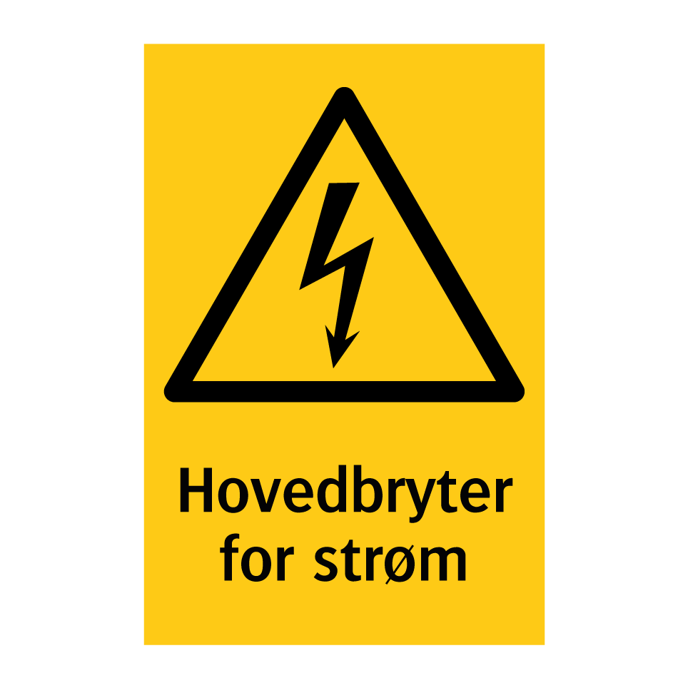 Hovedbryter for strøm skilt 2 | Kjøp Online | SignOnline
