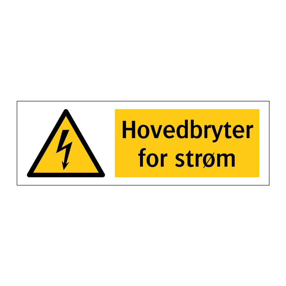 Hovedbryter for strøm skilt 3 | Kjøp Online | SignOnline